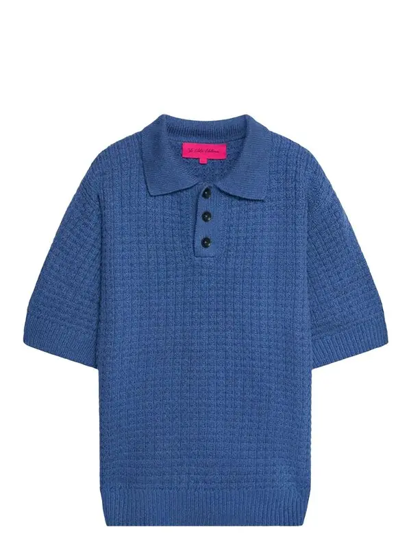 THE ELDER STATESMAN Nora Lite Check Polo - Blue