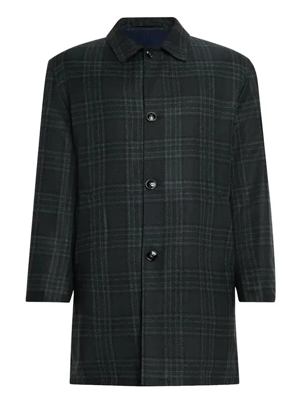 Kiton Plaid Cashmere Overcoat - Grn