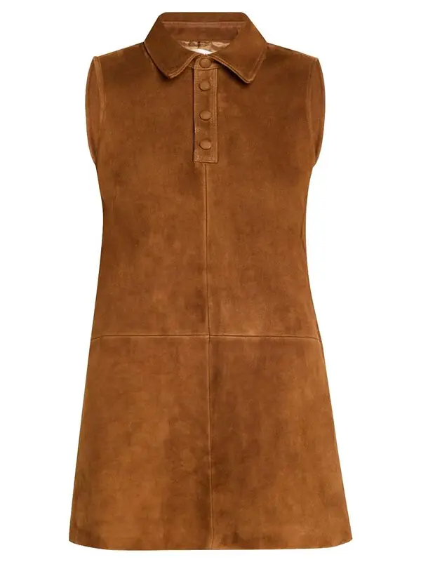 FRAME Suede Shift Mini Dress - Sepia