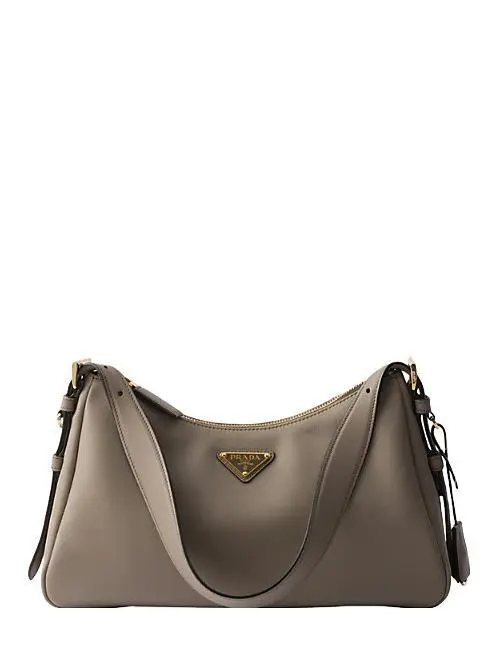 Prada Aimee Medium Leather Shoulder Bag - Grey
