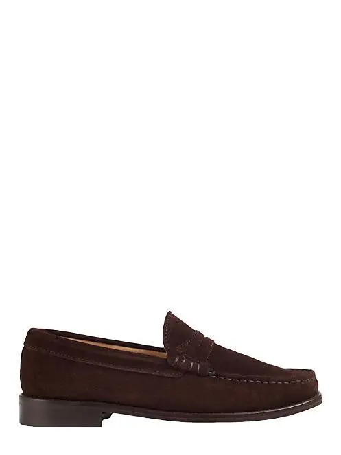 LK BENNETT Suede Penny Loafers - Bro-chocolate