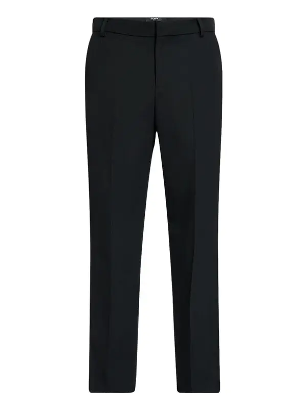 Balmain Tailored Satin-trim Straight-fit Pants - Eap Black/black