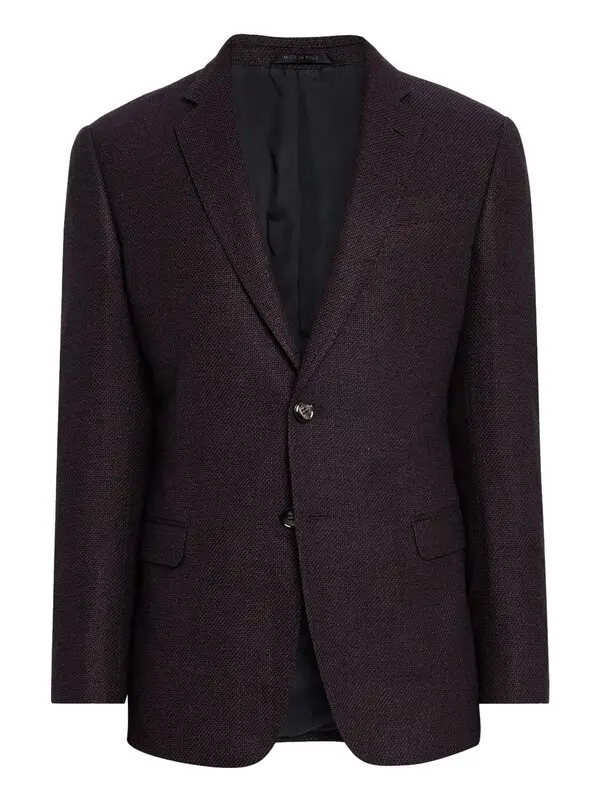 Giorgio Armani Micro Grid Textured Blend Sport Coat - Purple