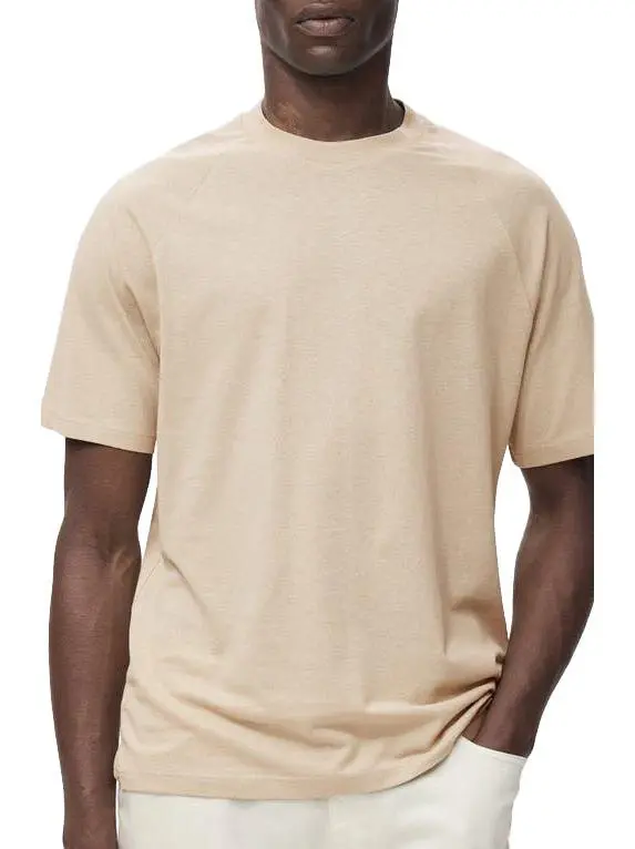 Mango Relaxed Fit Cotton & Linen Raglan T-shirt - Beige