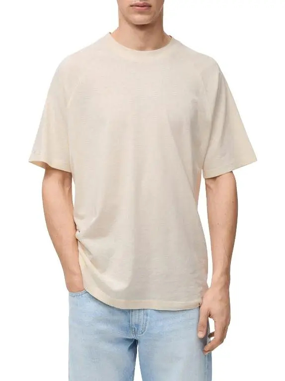 Mango Relaxed Fit Cotton & Linen Raglan T-shirt - Sand
