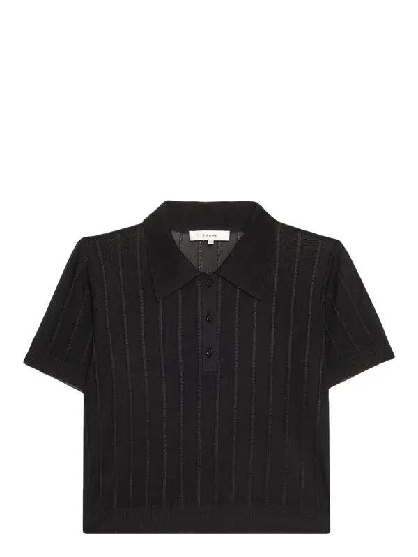 FRAME The Ribbed Polo Shirt - Black