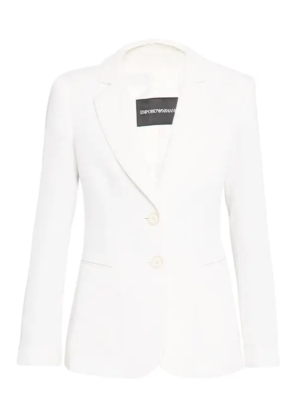 Emporio Armani Single-breasted Waffle Blazer - White