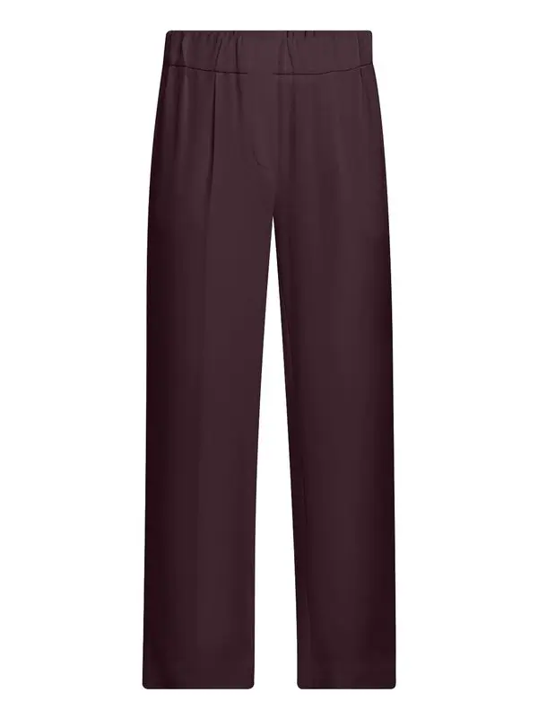 Brunello Cucinelli Silk Crepe Cady Tailored Straight-leg Pants - Red Wine