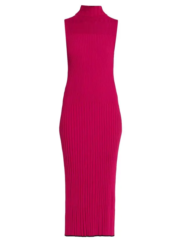 Proenza Schouler Maia Ribbed Turtleneck Dress - Fucshia