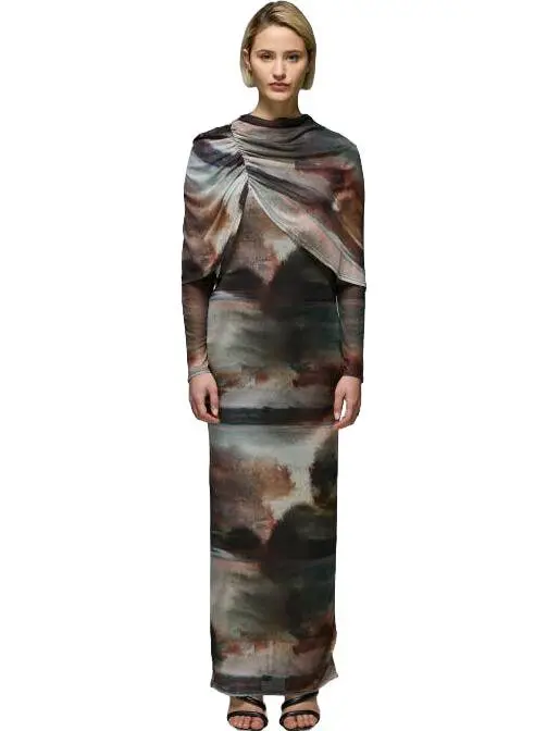 DASKA Capella Maxi Dress - Black Blur Print