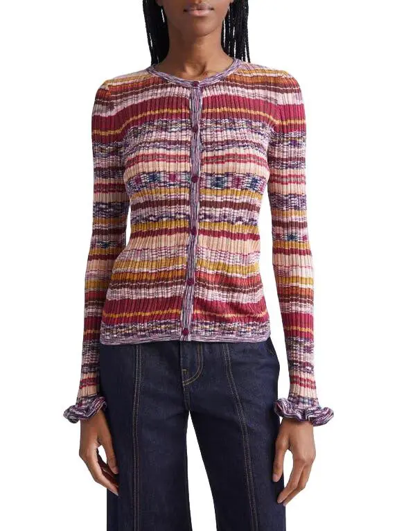 Ulla Johnson Lex Ruffle Space Dye Cardigan - Prism
