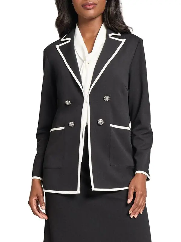 Ming Wang Notched Lapel Jacket - Black/white