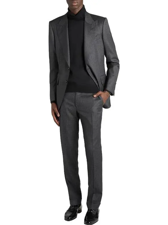 TOM FORD Dyllan Gingham Virgin Wool Suit - Taz Dark Grey