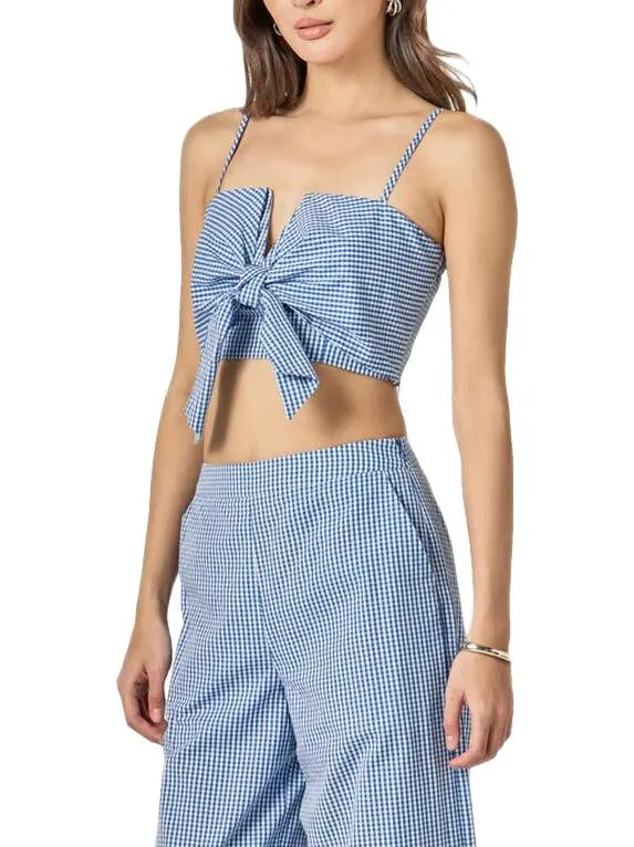 English Factory Check Tied Crop Tank - Blue