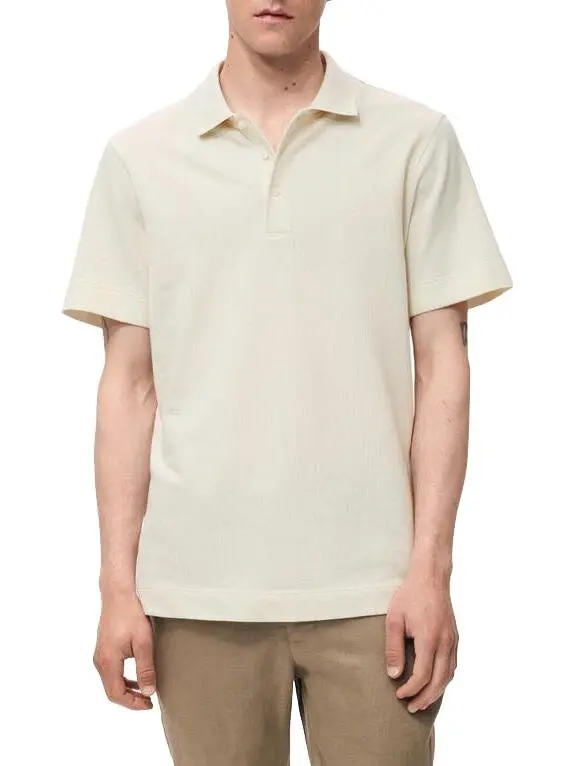 Mango Fine Rib-knit Polo - Ivory White