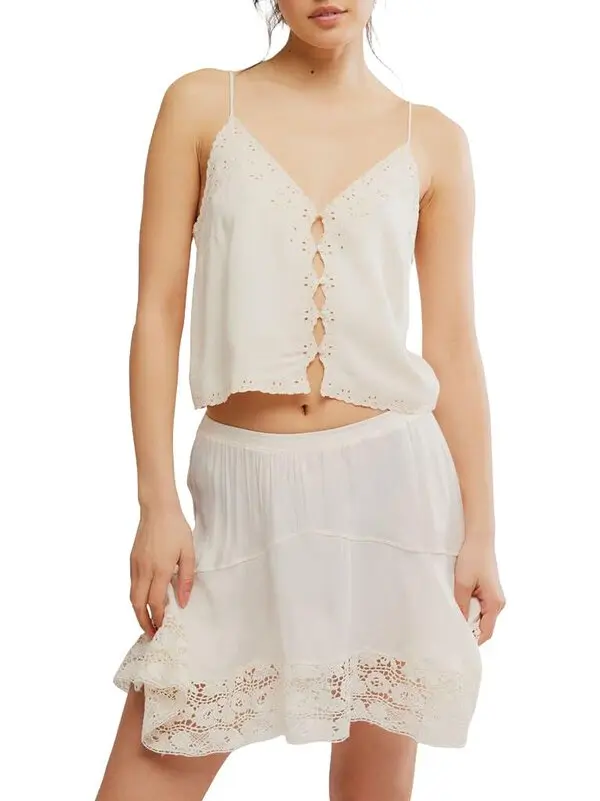 Free People Embroidered Button-up Camisole - Ivory