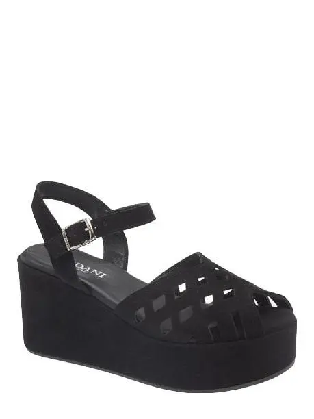 Cordani Jaymie Platform Wedge Sandal - Black Suede