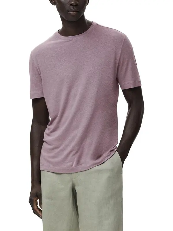 Mango Slim Fit Linen Blend T-shirt - Lilac