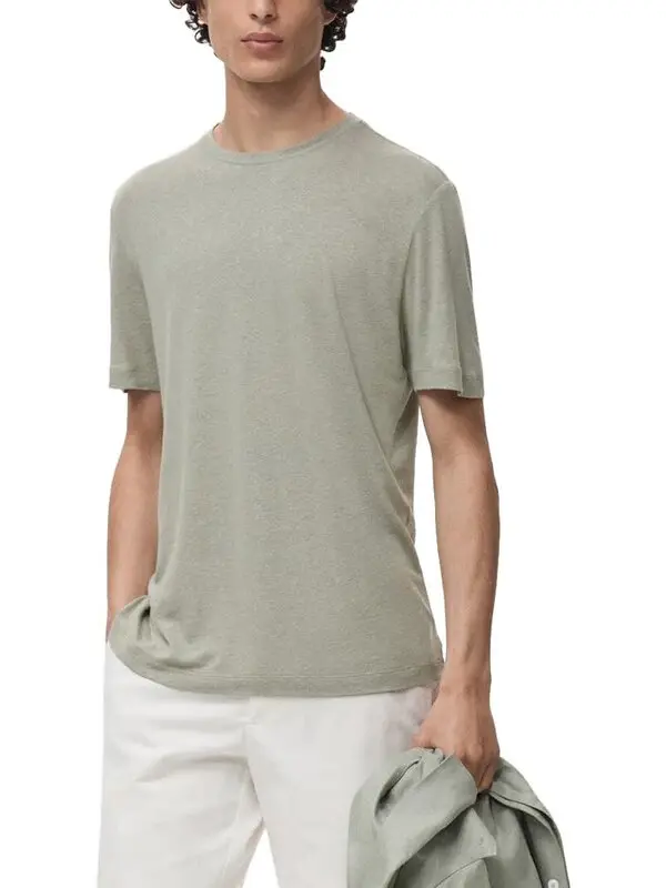 Mango Slim Fit Linen Blend T-shirt - Mint Green