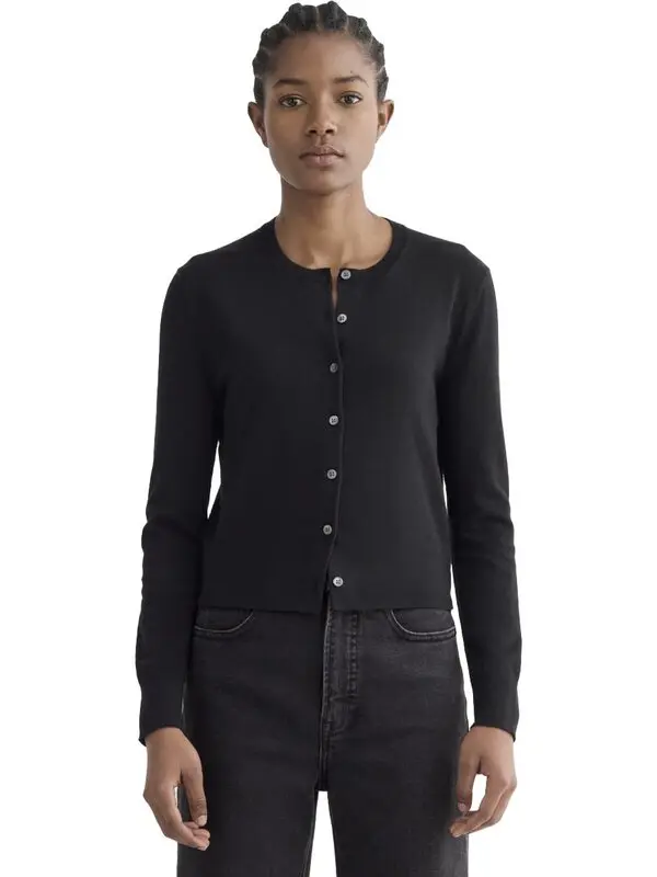 Everlane Cotton Cashmere Cropped Cardigan - Black