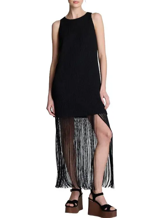 KENNETH COLE Fringe Trim Shift Dress - Black