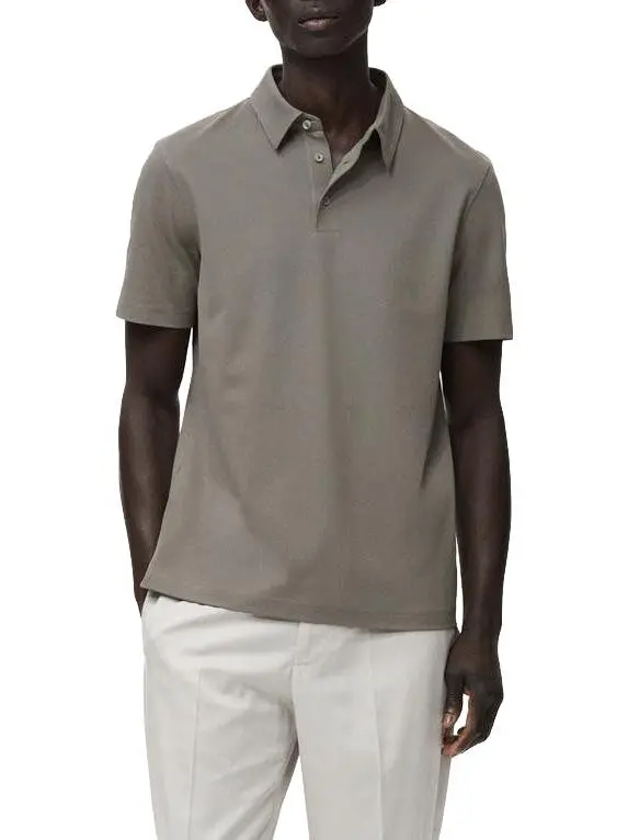 Mango Solid Cotton Blend Piqué Polo - Dark Green