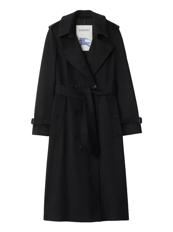 Burberry Long Cashmere Kensington Trench Coat - Black
