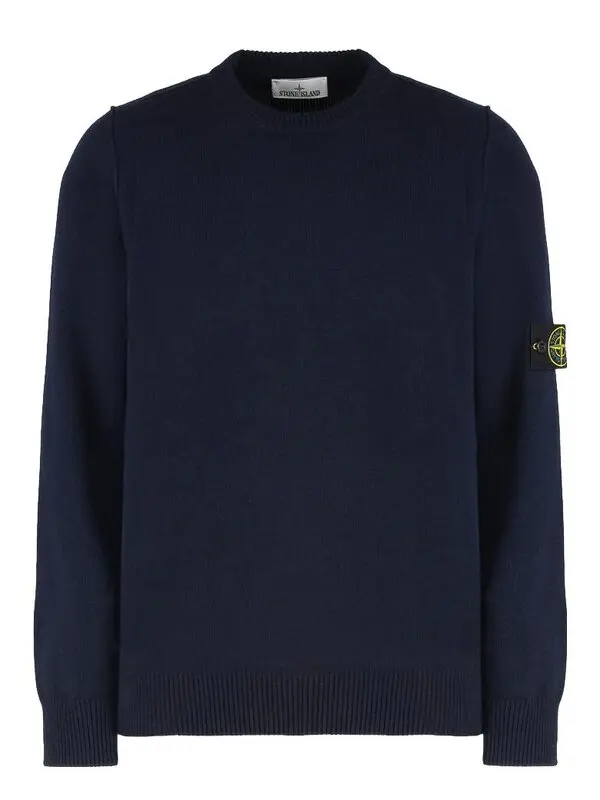 Stone Island Wool-blend Crew-neck Sweater - Blue