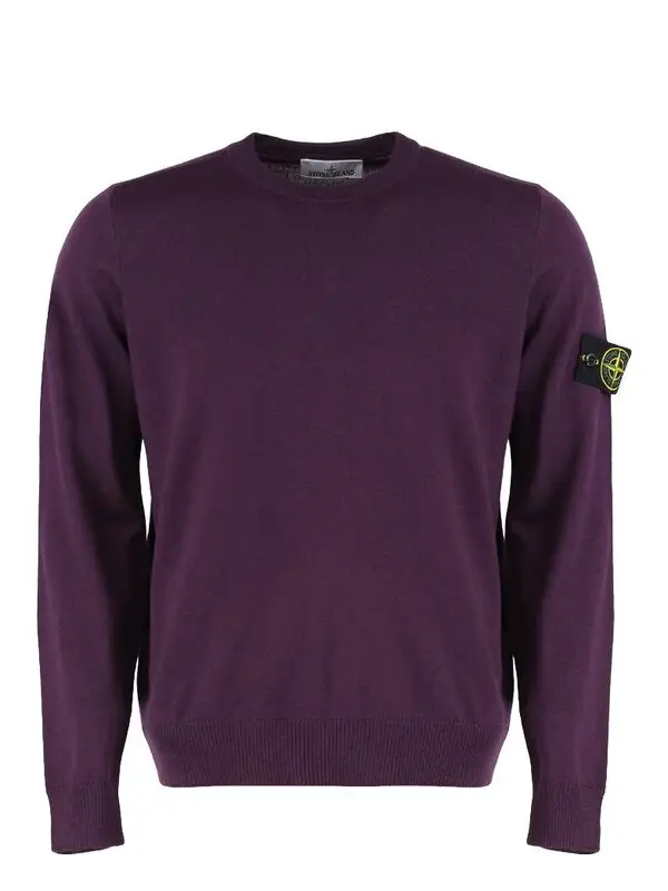 Stone Island Virgin Wool Crew-neck Sweater - Purple