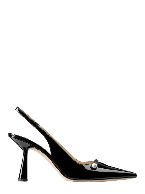 JIMMY CHOO Amita 85 Patent Nappa Leather Slingbacks - Black