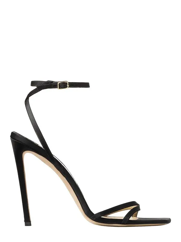 JIMMY CHOO Metz 100 Satin Sandal - Black