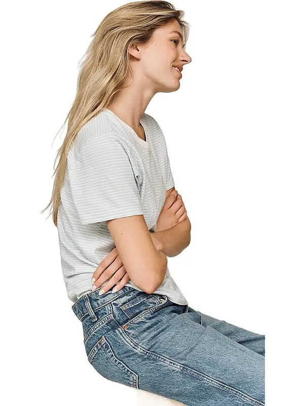 Anthropologie Evelyn Perfect Cotton Tee - Blue Pattern