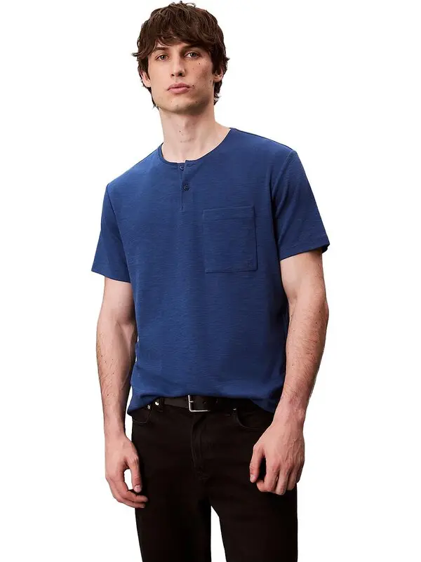 Calvin Klein Cotton Relaxed Henley T-shirt - Blue Jean