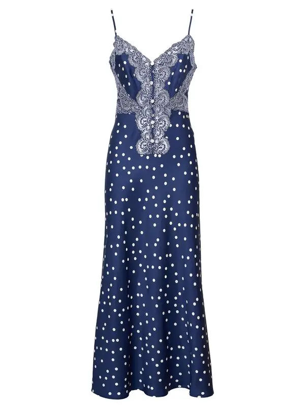 Loretta Caponi Palmira Polka Dot Lace Dress - Navy