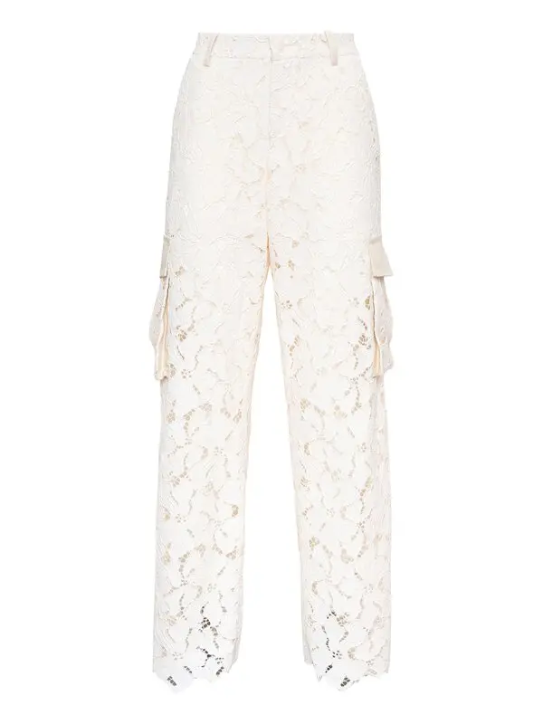 Loretta Caponi Yuna Lace Macrame Pants - Ivory