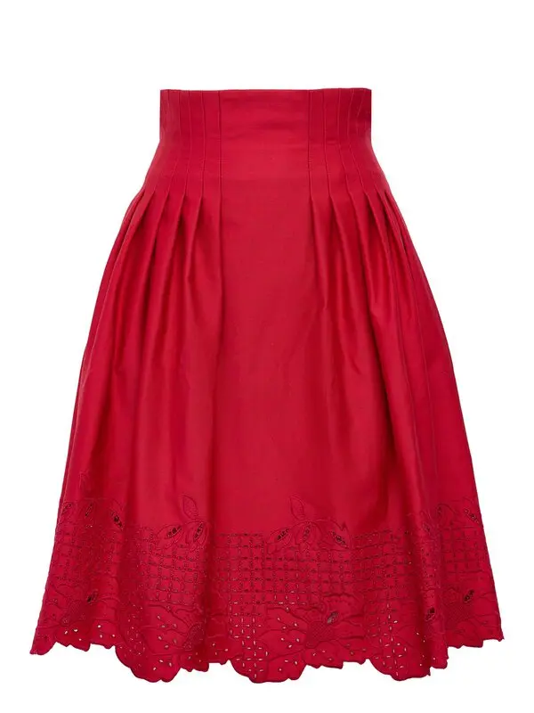 Loretta Caponi Cecina Cotton Skirt - Red