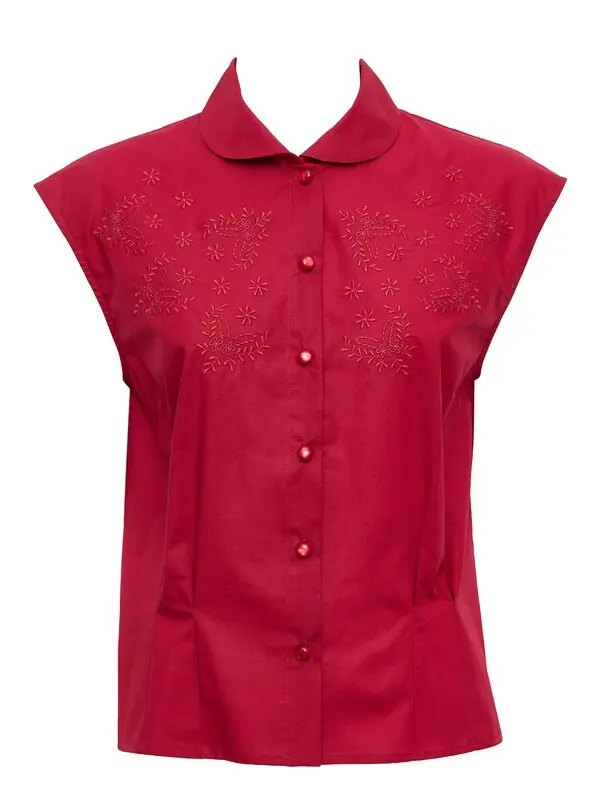 Loretta Caponi Pisa Cotton Top - Red