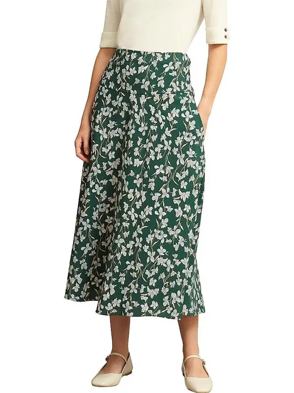 HOBBS LONDON Kiara Floral Print Midi Skirt - Green Multi