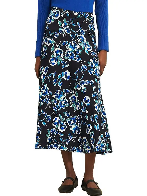 HOBBS LONDON Kiara Floral Print Midi Skirt - Navy Multi