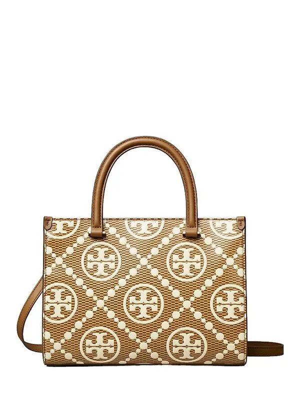 Tory Burch T Monogram Embossed Square Tote - Walnut