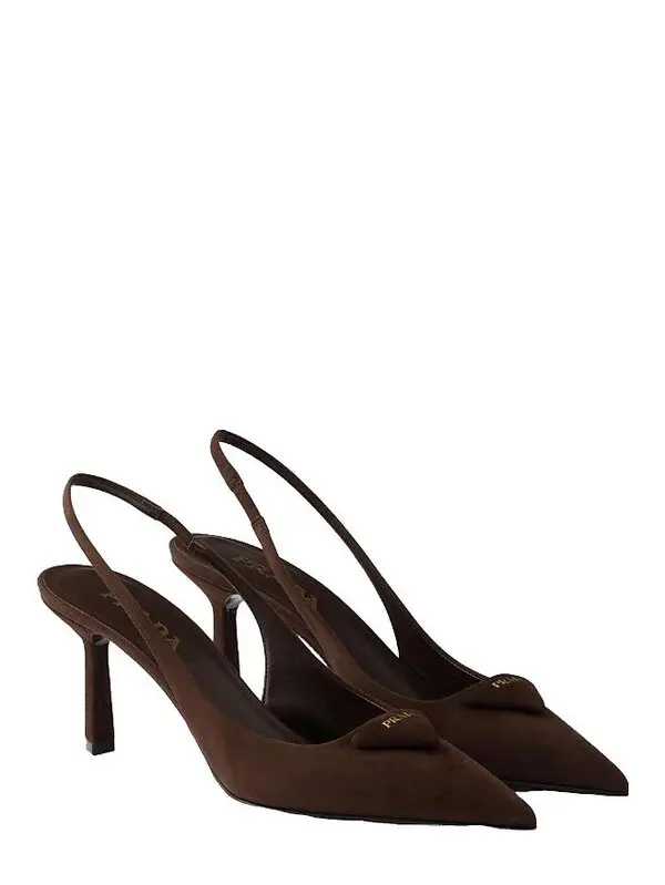 Prada Suede Slingback Pumps - Brown