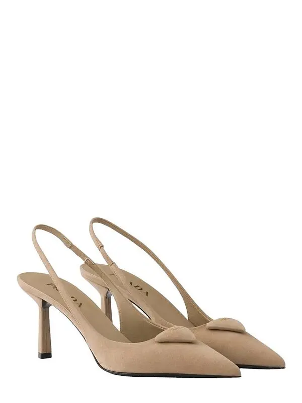 Prada Suede Slingback Pumps - Neutral