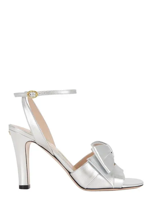 Valentino Garavani Bowow Metallic Sandal - Silver