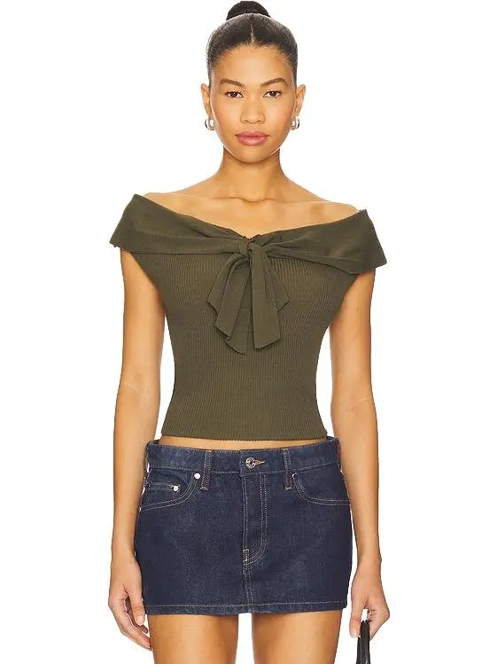 Line & Dot Parcie Top - Olive