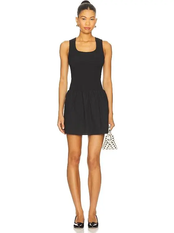 Onia Poplin Smocked Mini Dress - Black
