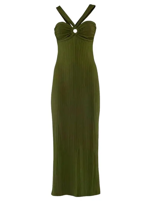 LA SEMAINE Halter Ring-detail Midi Dress - Green