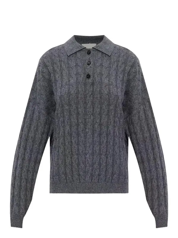 LISA YANG Cable-knit Polo-neck Jumper - Grey