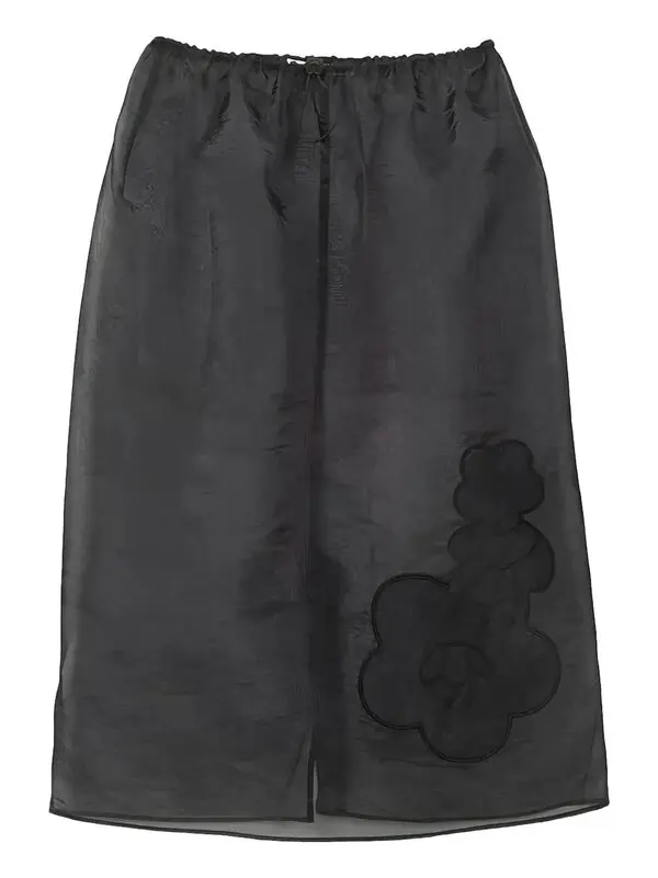 Cecilie Bahnsen Bambi Floral-embroidered Midi Skirt - Black