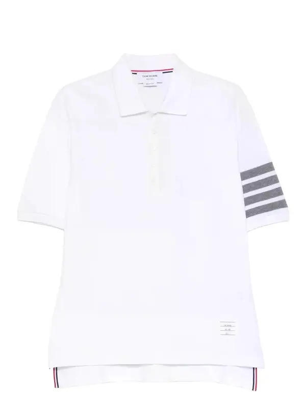 Thom Browne Four-stripe Cotton Polo Shirt - White