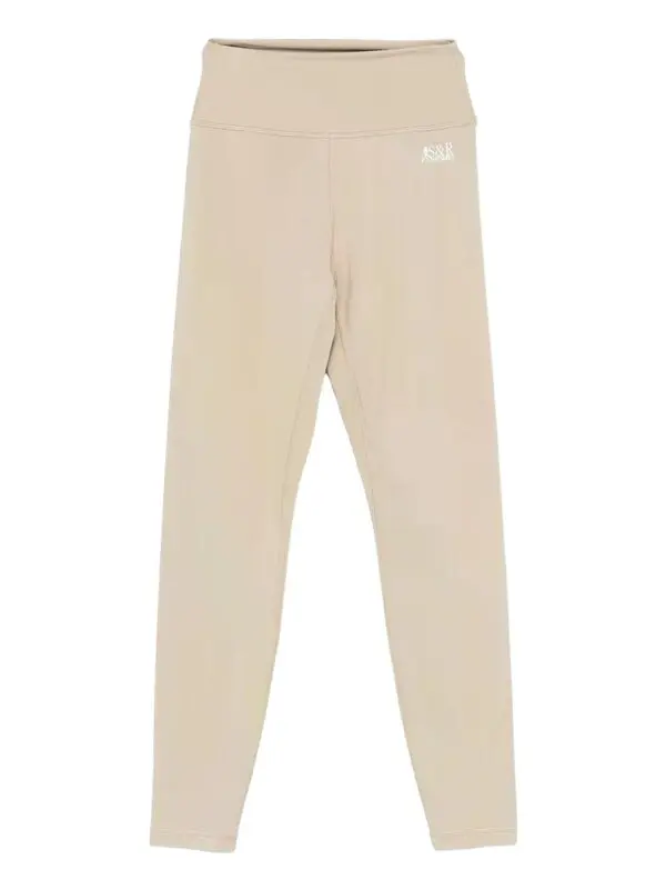 SPORTY & RICH Sr Logo-print Performance Leggings - Neutrals